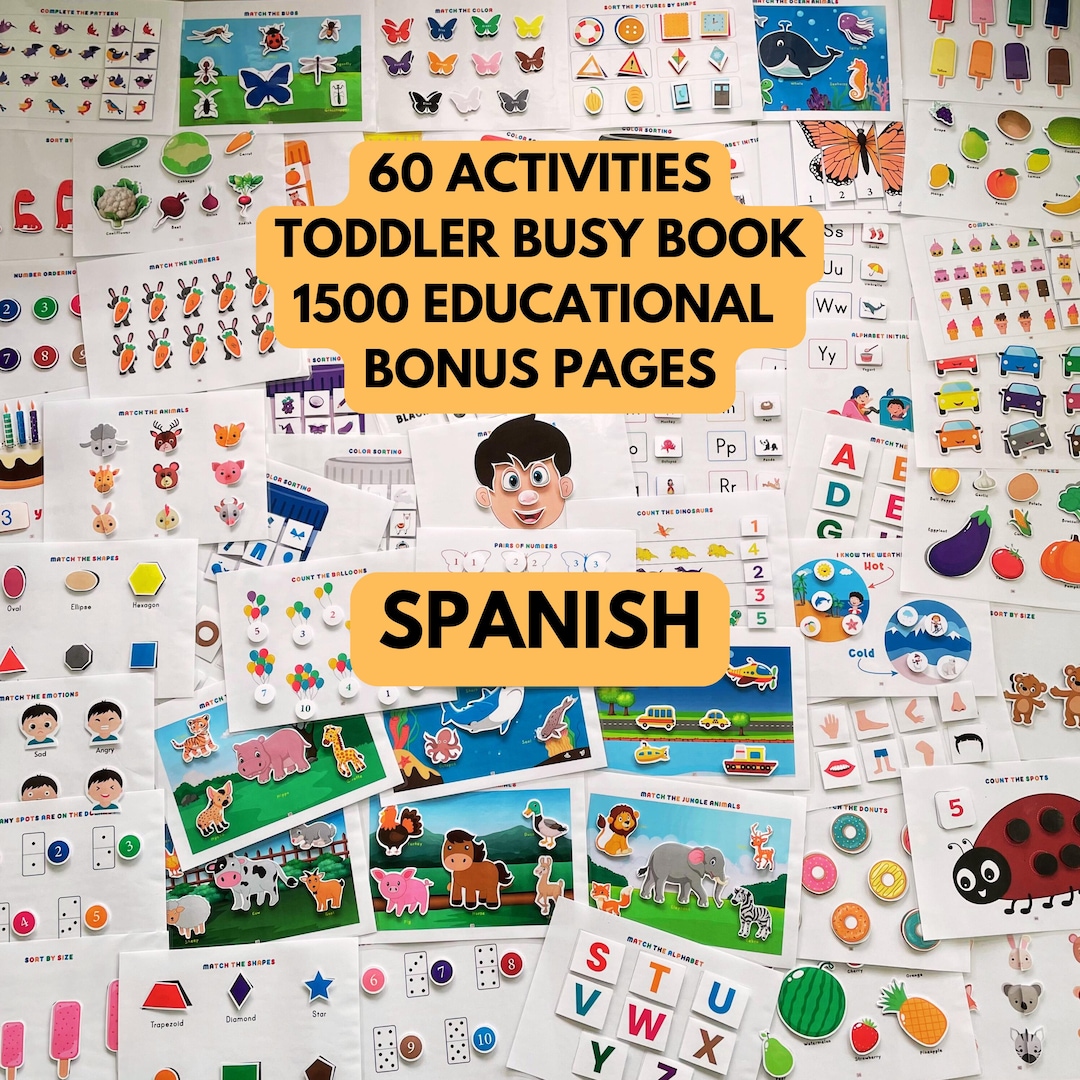 Spanish Busy Book Printable, Spanish Toddler Learning Binder, Spanish ...