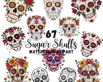 Sugar Skull SVG PNG Bundle Sugar Skull Clipart Day of the Dead Designs ...