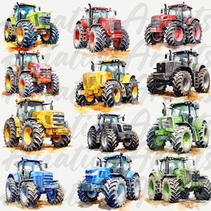 Watercolor Tractor Clipart, Farm Tractor Png, Farm Clipart, Watercolor ...