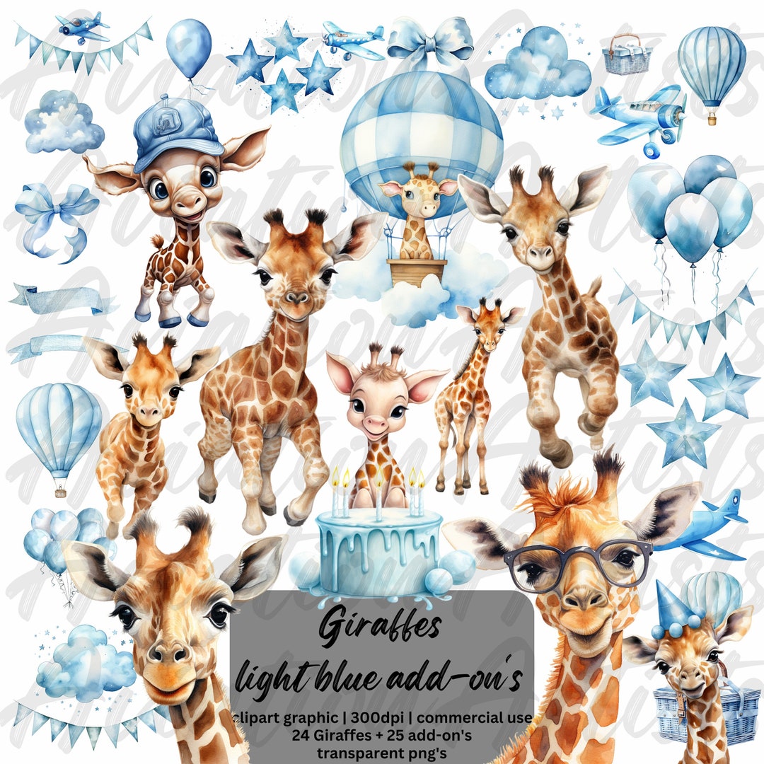 Watercolor Giraffe, Baby Giraffe Clipart, Watercolor Nursery Art, Baby ...