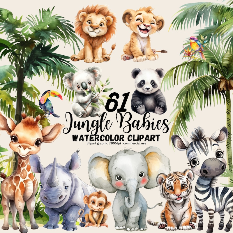 Jungle Animal Clipart - Etsy
