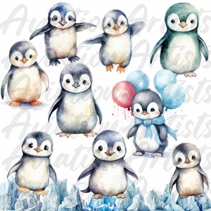 Watercolor Penguin Png, Baby Penguin Clipart, Watercolor Arctic Animals ...