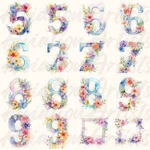 Floral Watercolor Numbers 30 Letters, Watercolor Floral Numbers Png ...