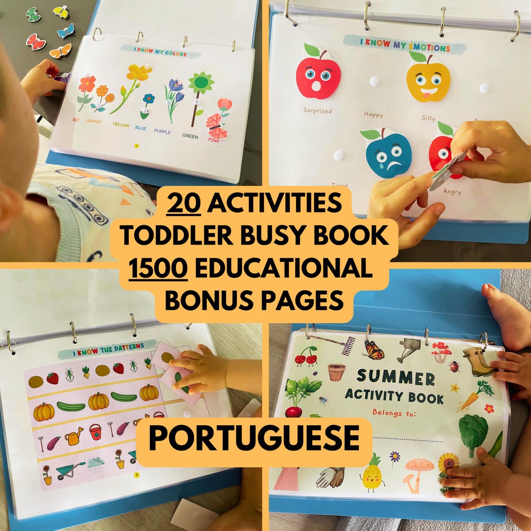 Portuguese Busy Book Printable, Portuguese Toddler Learning Binder ...