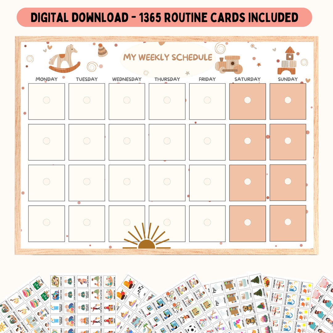 Weekly Visual Calendar for Kids, Kids Weekly Planner With Daily ...