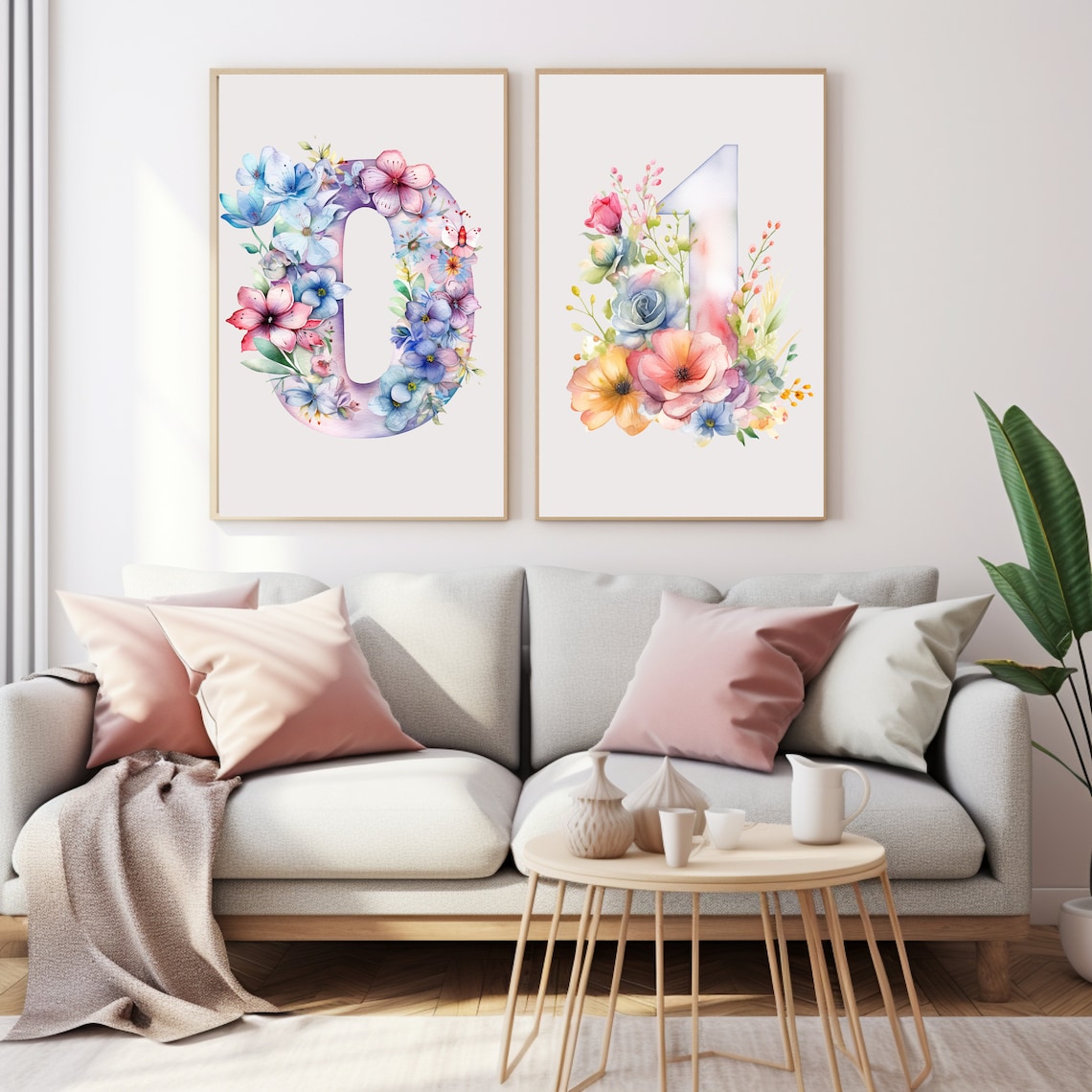 Floral Watercolor Numbers 30 Letters, Watercolor Floral Numbers Png ...