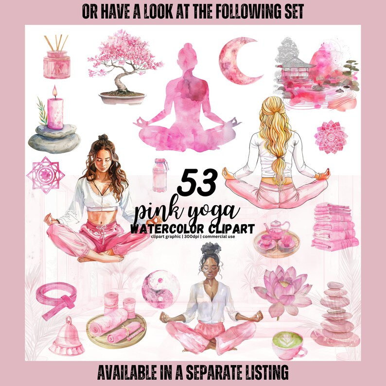 Watercolor Yoga Lover Clipart Bundle, Meditation Clip Art, Self Care ...