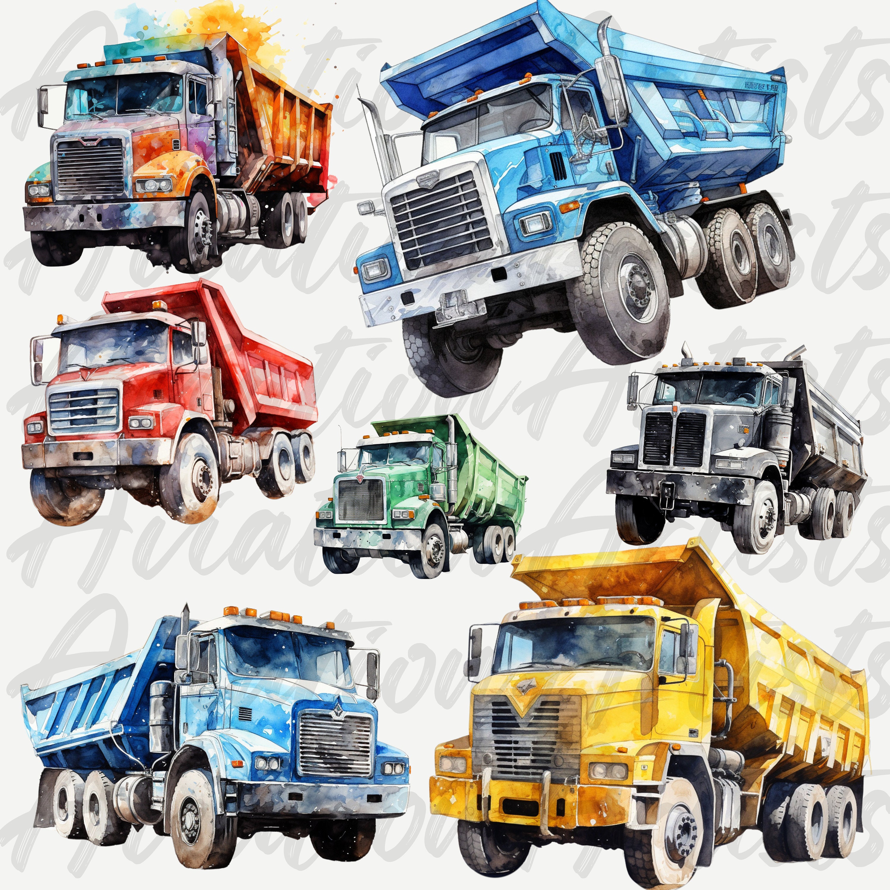Multicolor Watercolor Dump Truck Png, Dump Truck Clipart, Construction ...