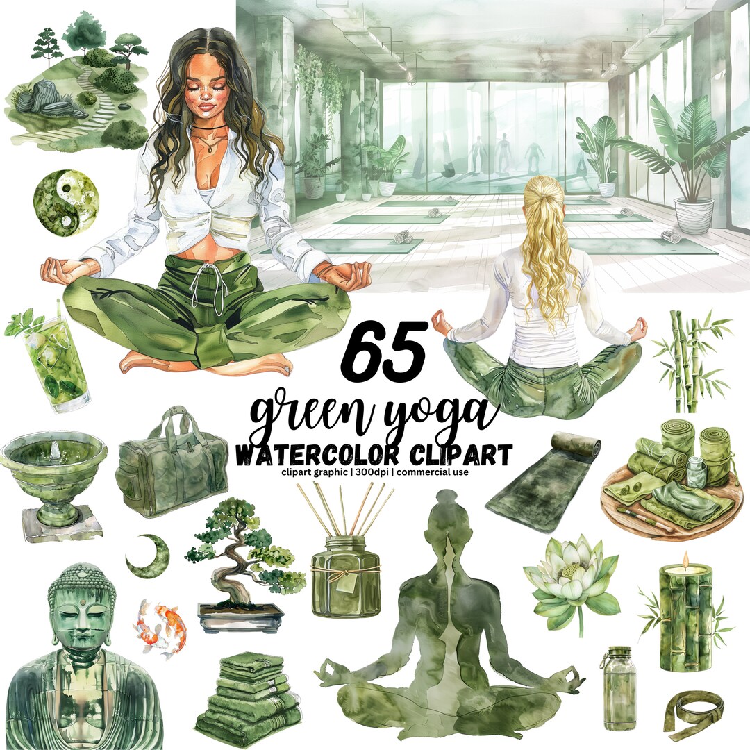 Watercolor Yoga Lover Clipart Bundle, Meditation Clip Art, Self Care ...