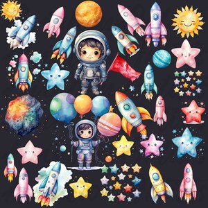 Astronaut Clipart, Watercolor Space Clipart, Cute Astronaut Png ...