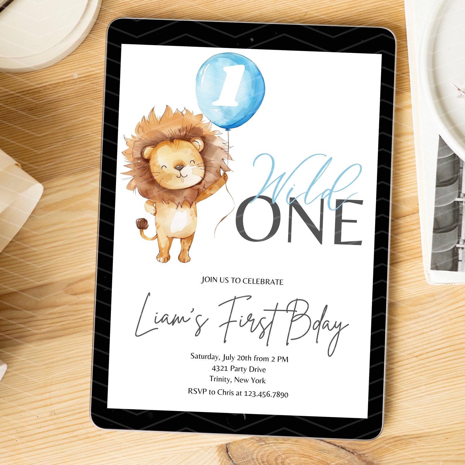 Lion 1st Birthday Invite, Wild One Birthday Invitation, Wild One ...