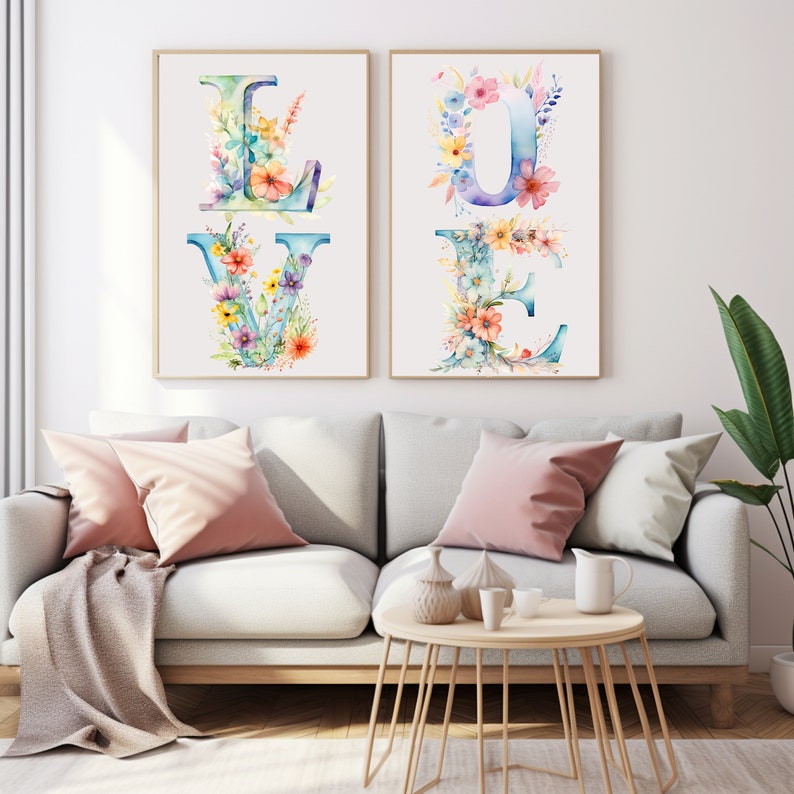 Floral Watercolor Alphabet 52 Letters, Alphabet Watercolor Png, Floral ...