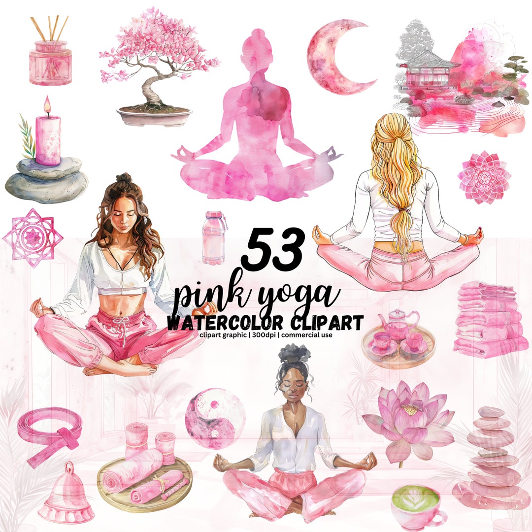 Watercolor Yoga Lover Clipart Bundle, Meditation Clip Art, Self Care ...