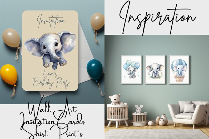 Watercolor Elephant Clip Art Clipart Pack, Watercolor Baby Shower for a ...
