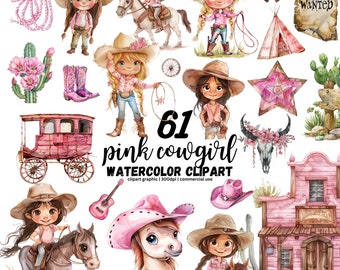Cute Cowgirl Clipart, Pink Cowgirl PNG, Baby Girl Cow Girl Clipart ...