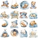 Watercolor Blue Teddy Bear Clipart, Sleepy Teddy Bears, Bear PNG, Cute ...