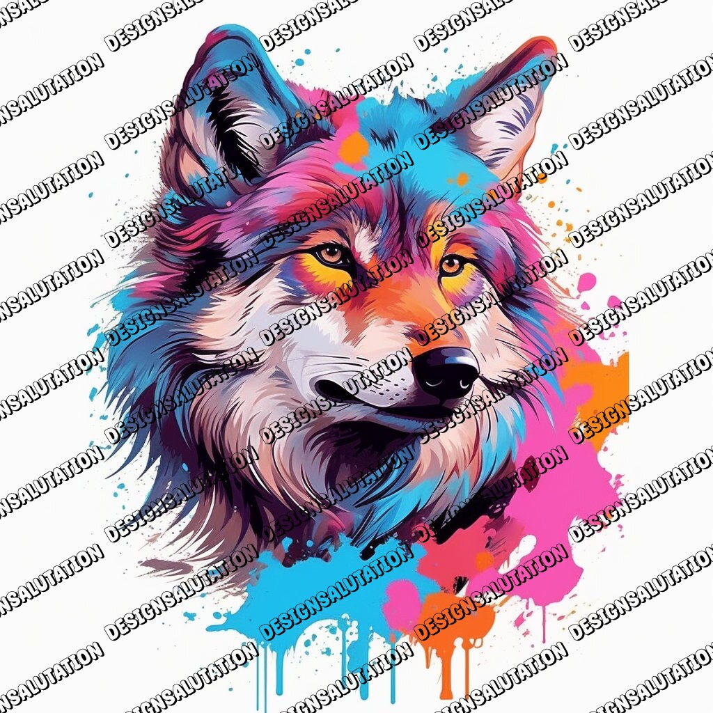 Wolf PNG Wolf Portrait PNG Wolf Watercolor Digital Download Sublimation ...