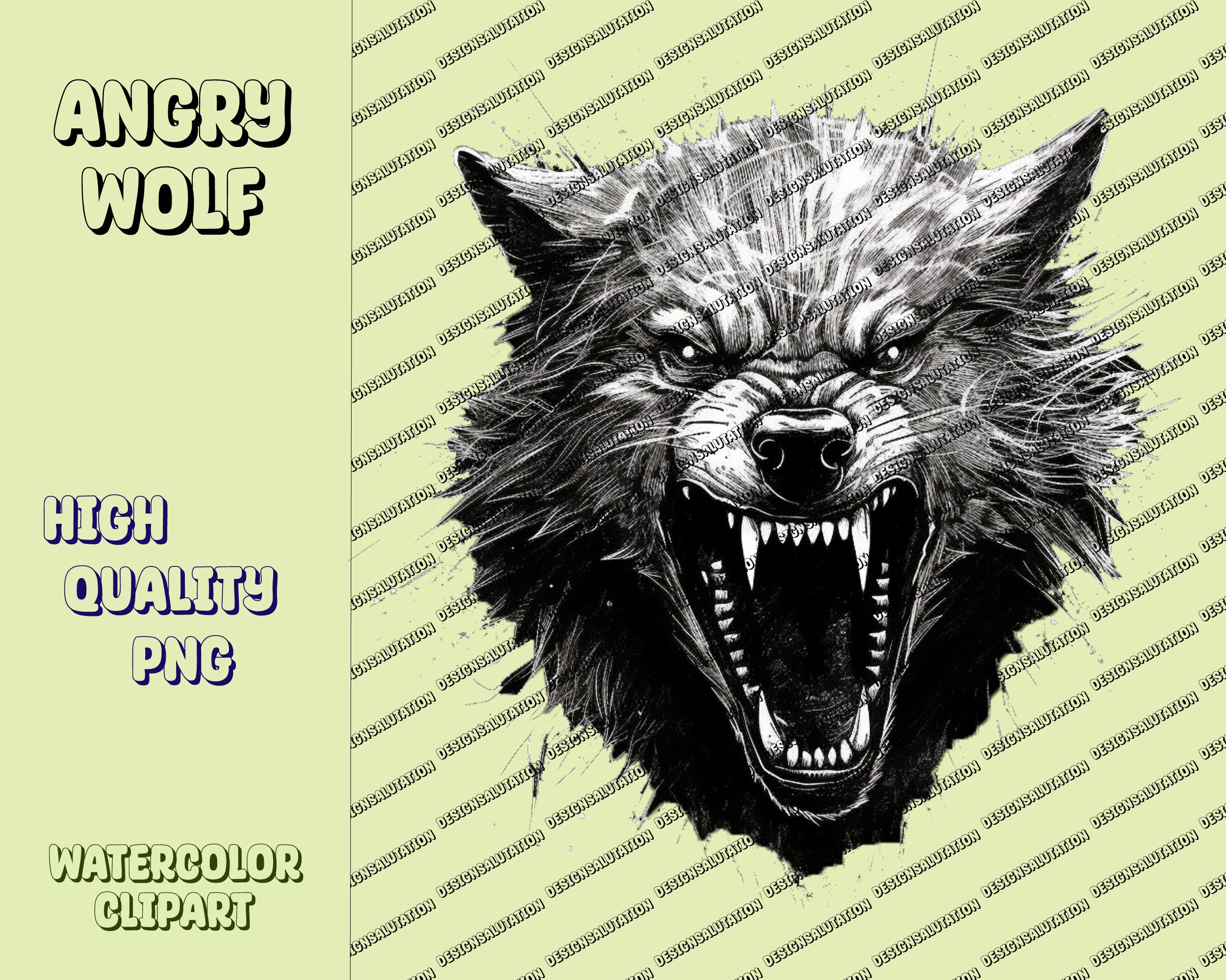 Angry Wolf PNG Angry Wolf Portrait PNG Digital Download Sublimation ...