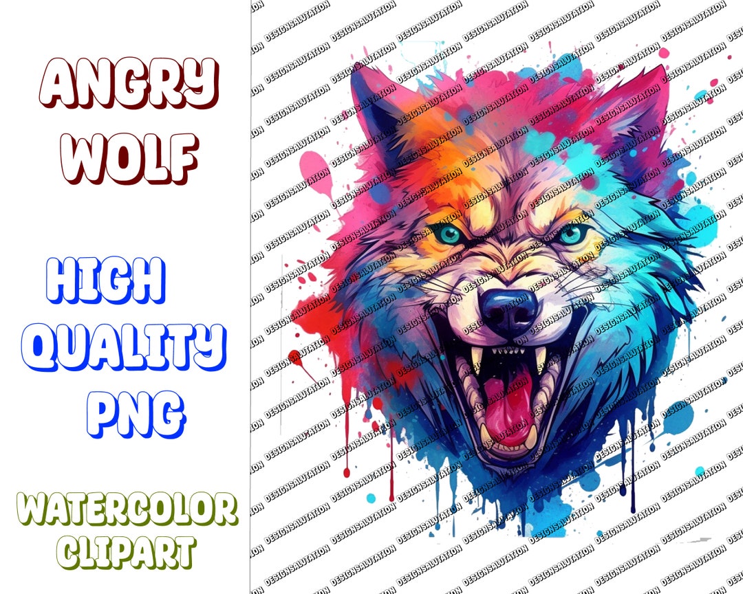 Colorful Angry Wolf PNG Angry Wolf Portrait PNG Digital Download ...
