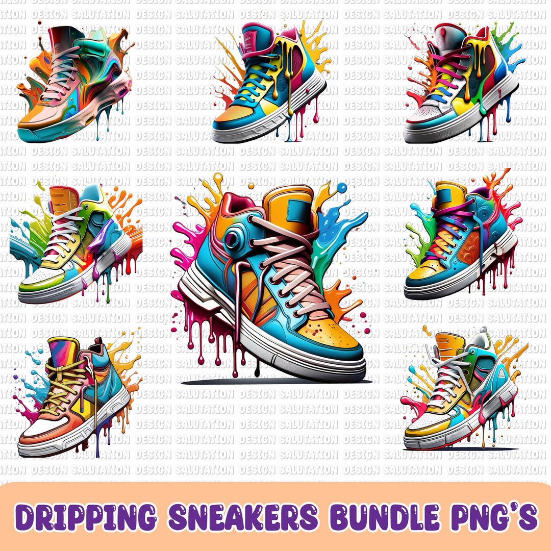 Dripping Sneakers Png Bundle, Softstyle T-shirt Design, Christmas Color ...
