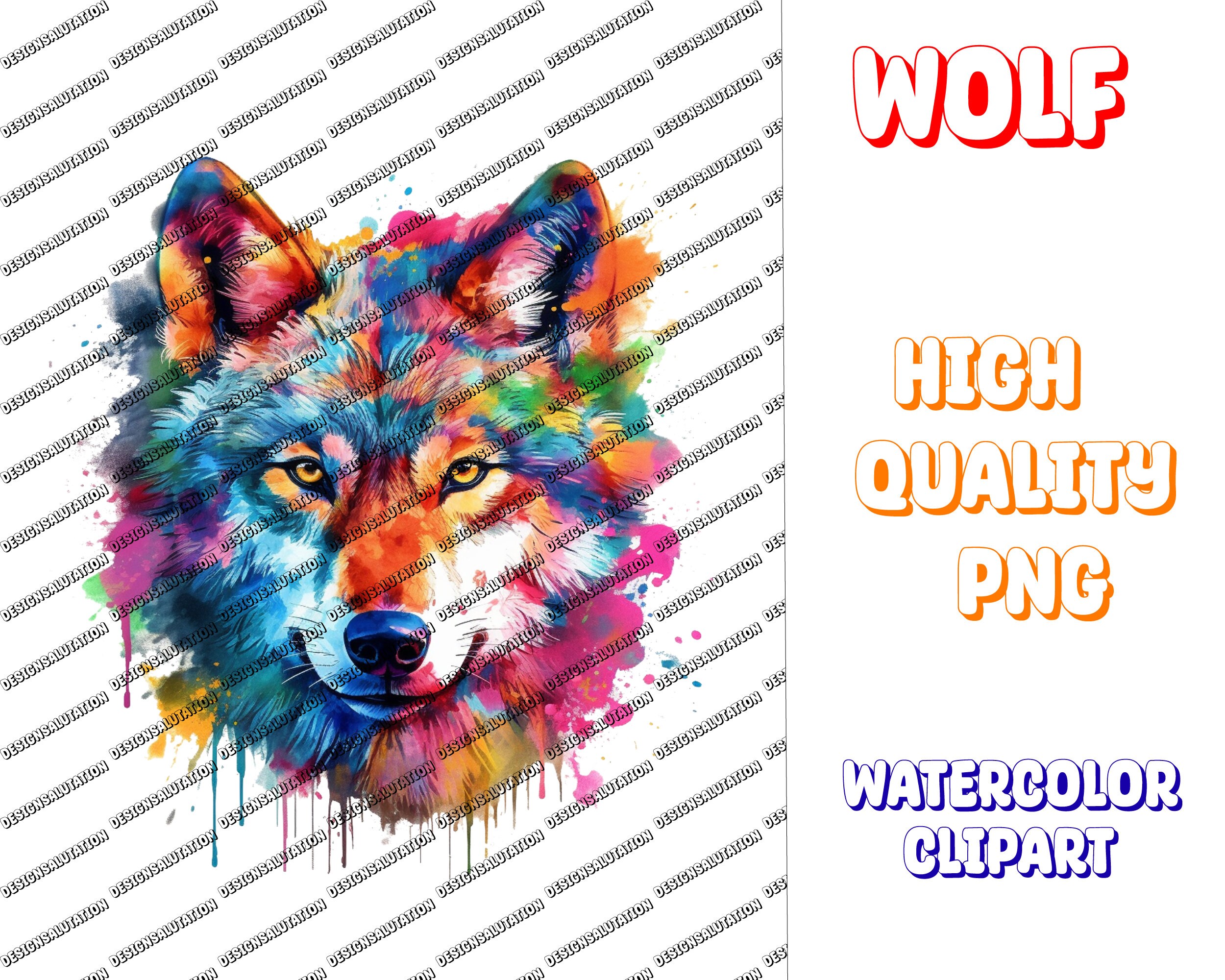 Colorful Wolf PNG Wolf Portrait Png Digital Wolf PNG - Etsy