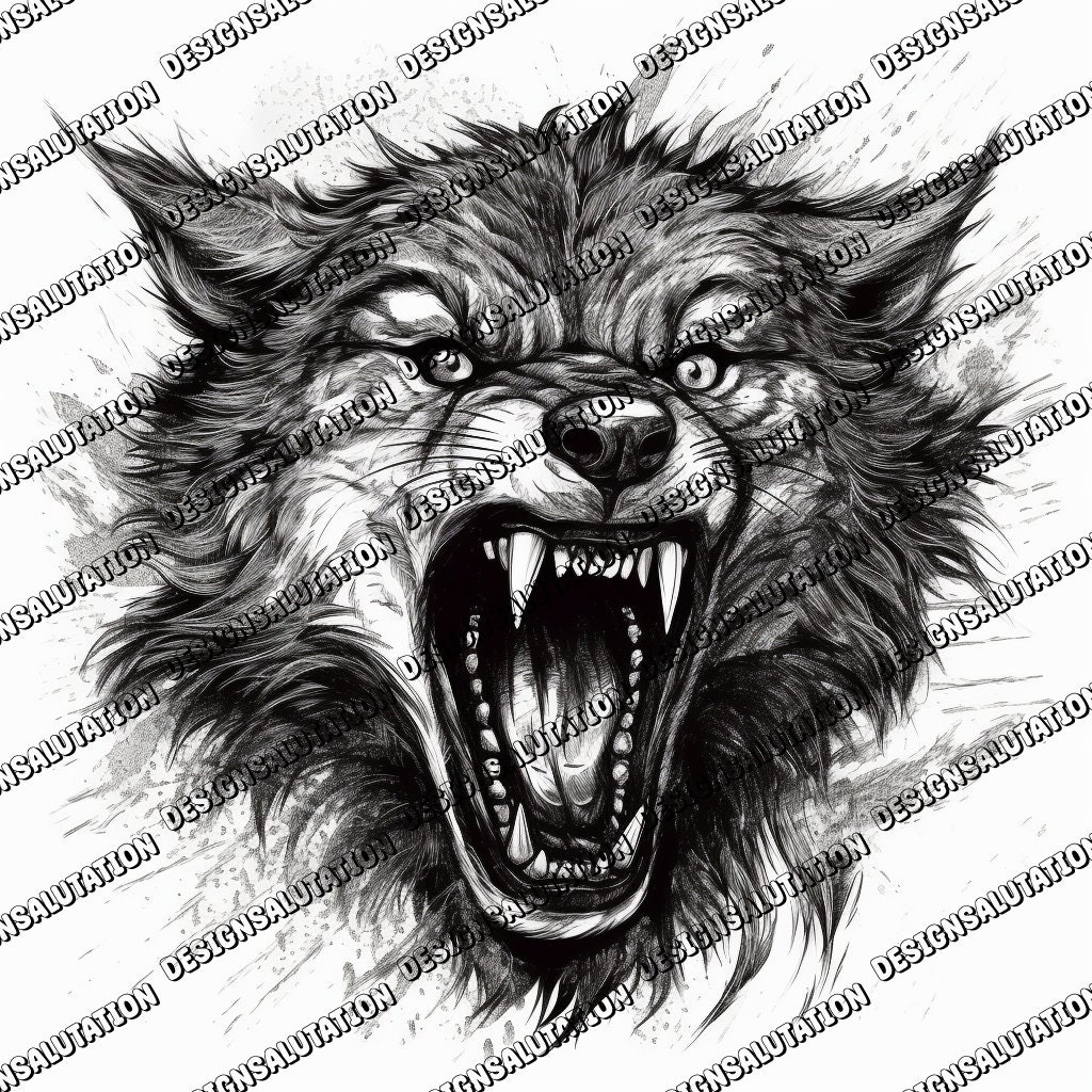 Angry Wolf PNG Angry Wolf Portrait PNG Digital Download Sublimation ...