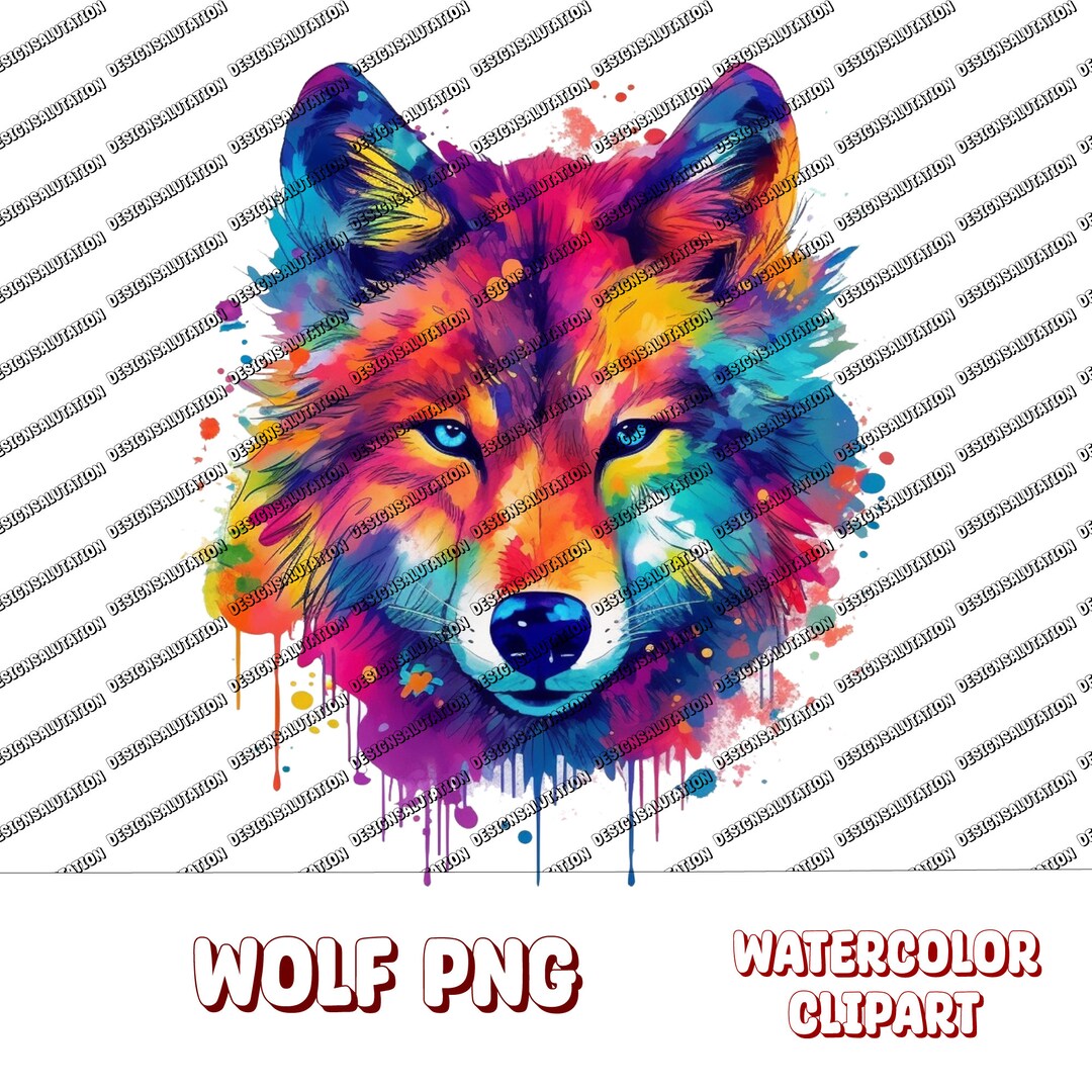 Colorful Wolf PNG Wolf Portrait Png Digital Wolf PNG Digital Download ...