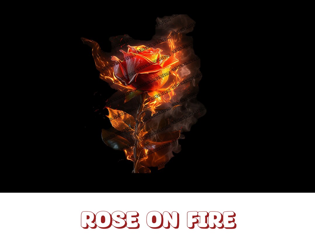 Rose on Fire Png Rose Portrait Png Rose Illustration Rose Sublimation ...