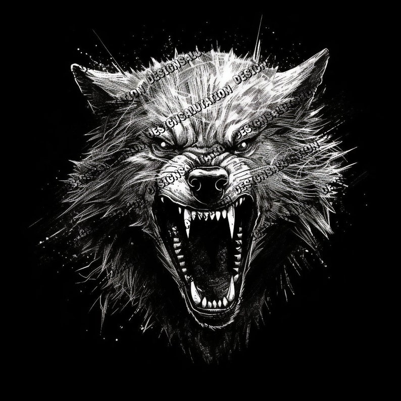 Angry Wolf PNG Angry Wolf Portrait PNG Digital Download Sublimation ...
