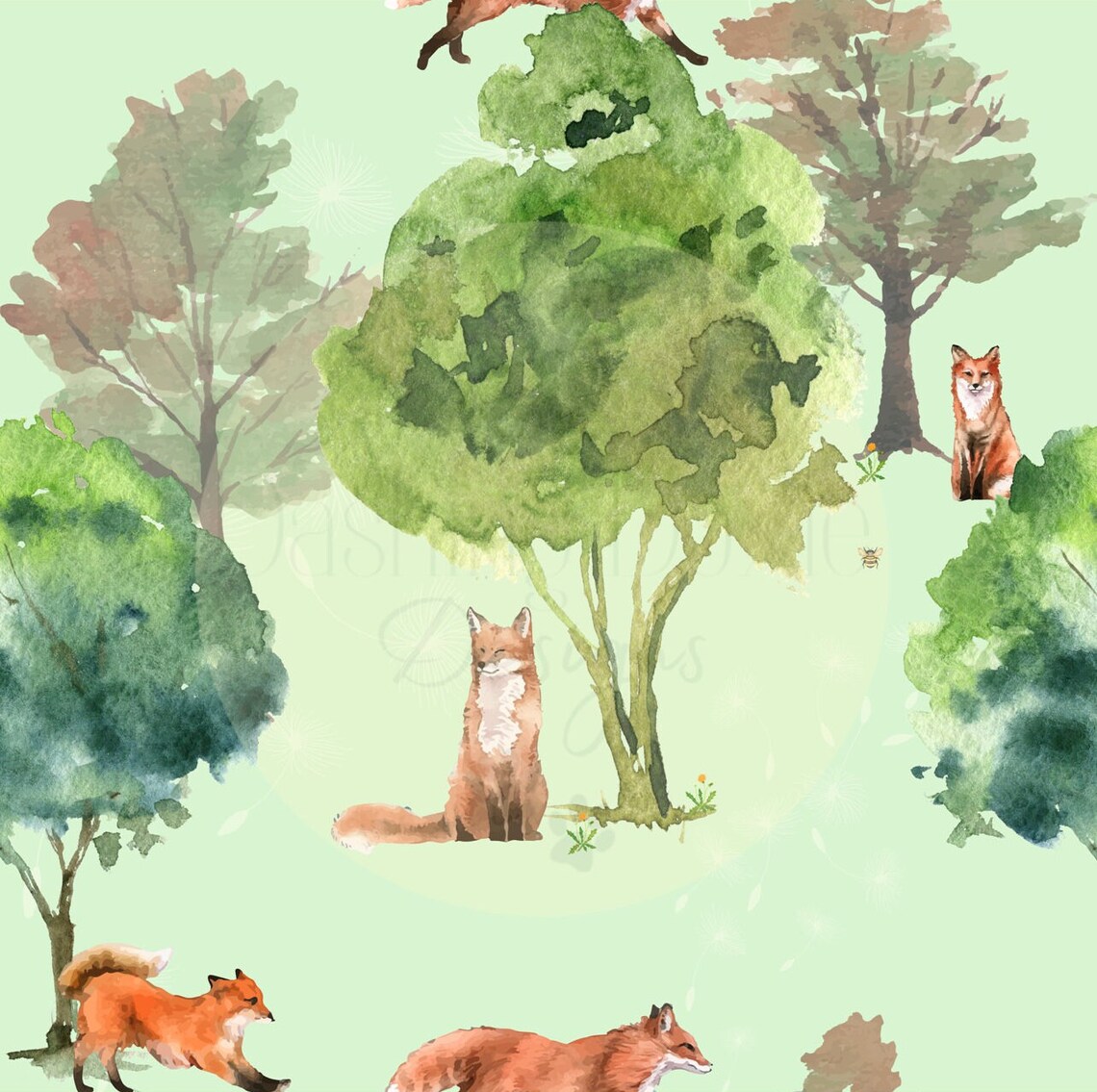 Fox Trees Seamless Pattern - Etsy