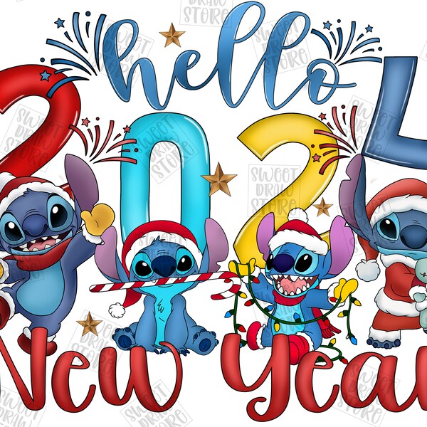 Stitch New Year Png - Etsy