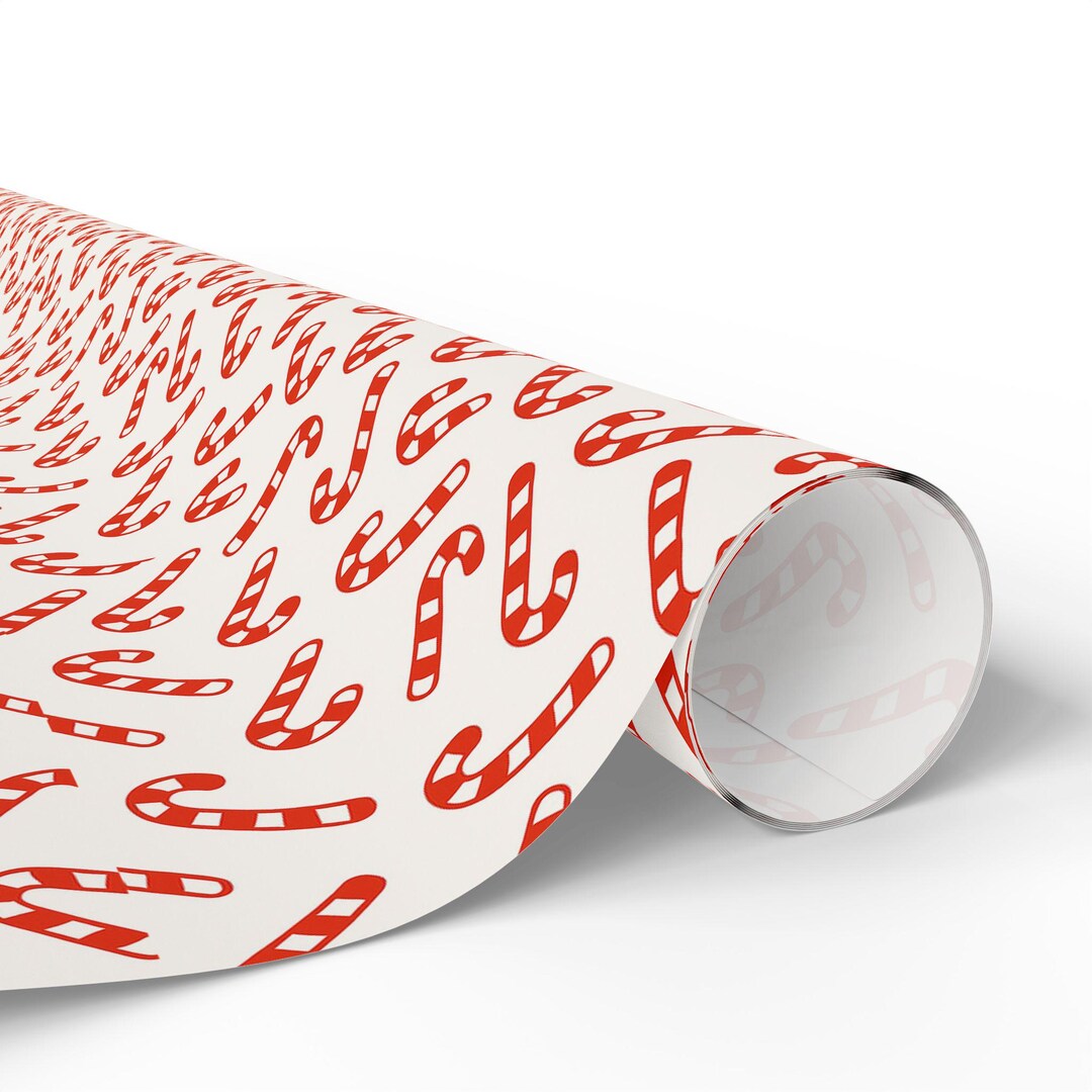 Candy Cane Pattern Wrapping Paper | Christmas Holiday Gift Wrap - Etsy