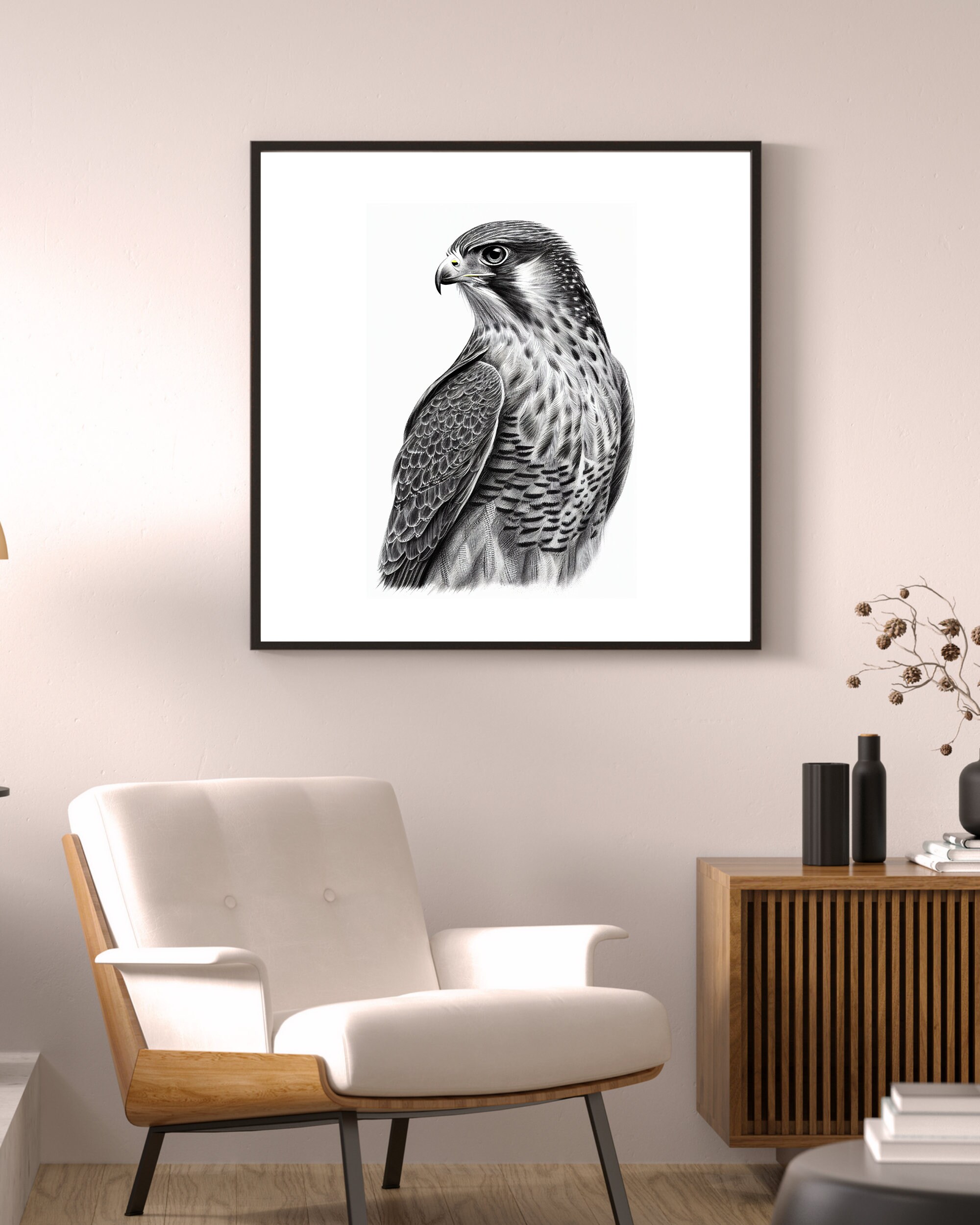 Majestic Falcon Bird le Faucon Original Digital Drawing - Etsy