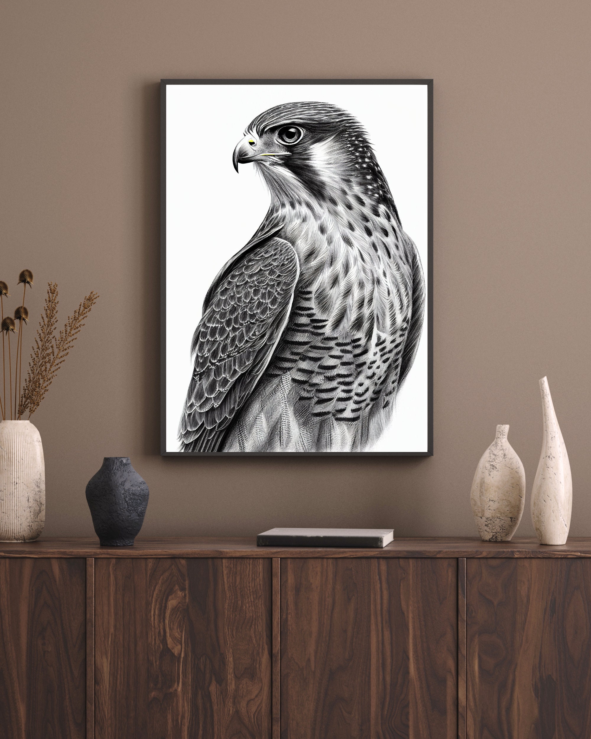 Majestic Falcon Bird le Faucon Original Digital Drawing - Etsy