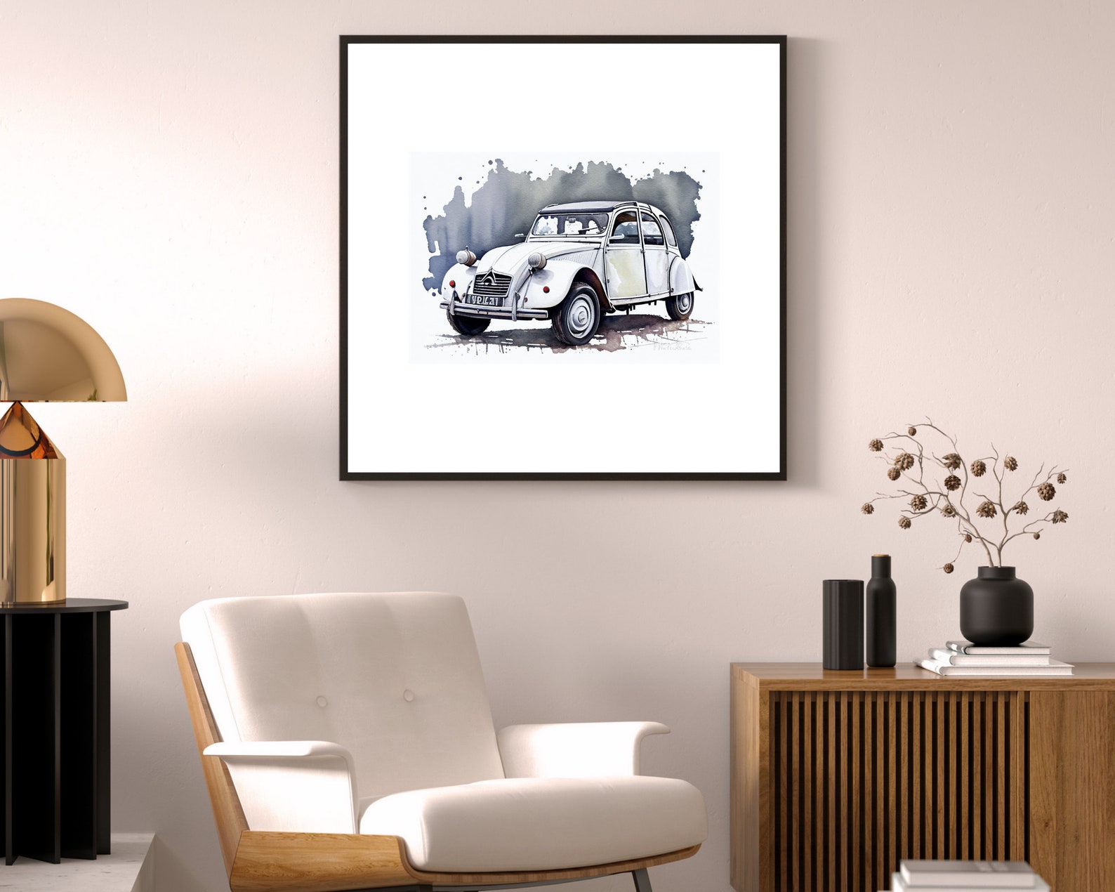 2CV Citroen French Car Original Drawing Watercolors Printable Art High ...