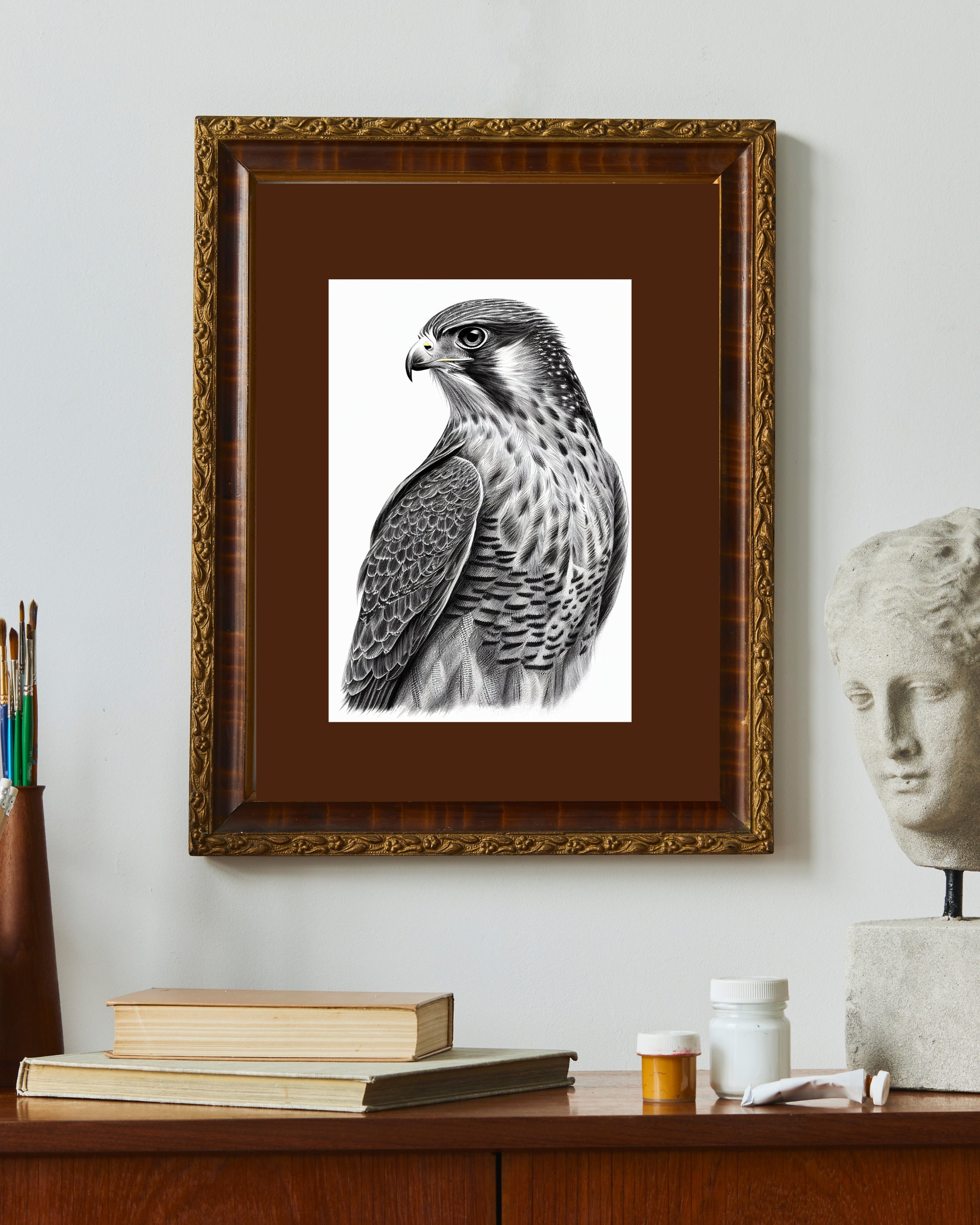Majestic Falcon Bird le Faucon Original Digital Drawing - Etsy