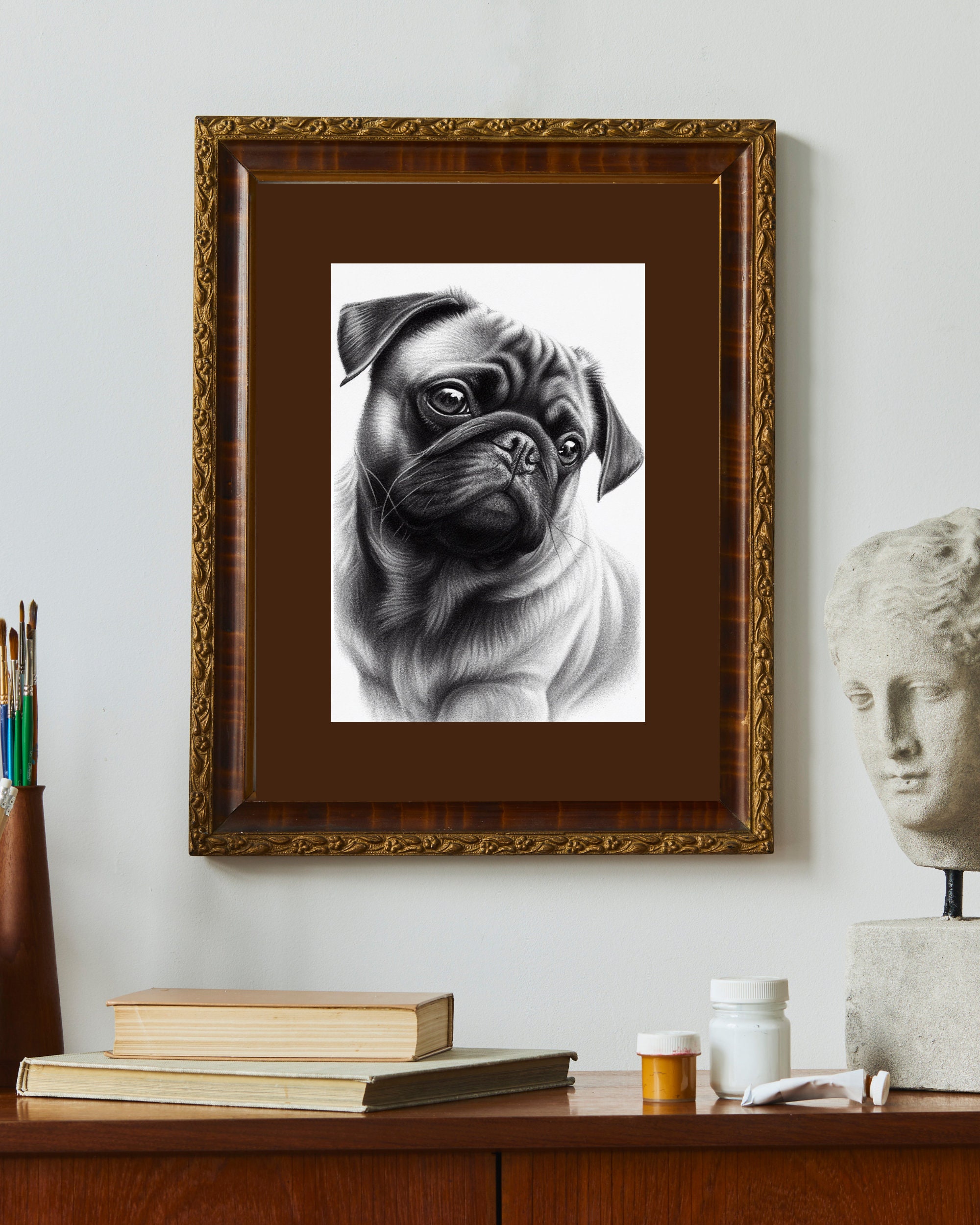 The Adorable Pug Original Digital Drawing Printable Art - Etsy