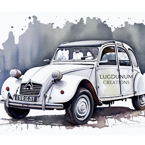2CV Citroen French Car Original Drawing Watercolors Printable Art High ...
