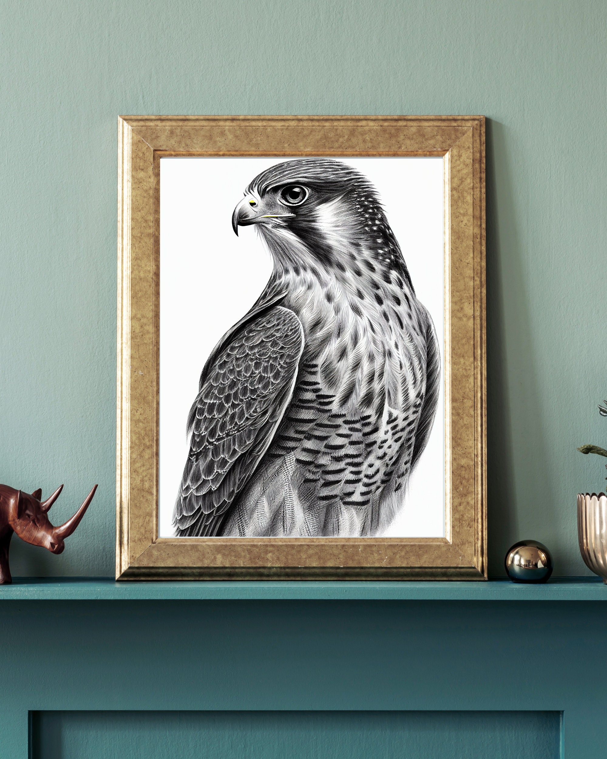 Majestic Falcon Bird le Faucon Original Digital Drawing - Etsy