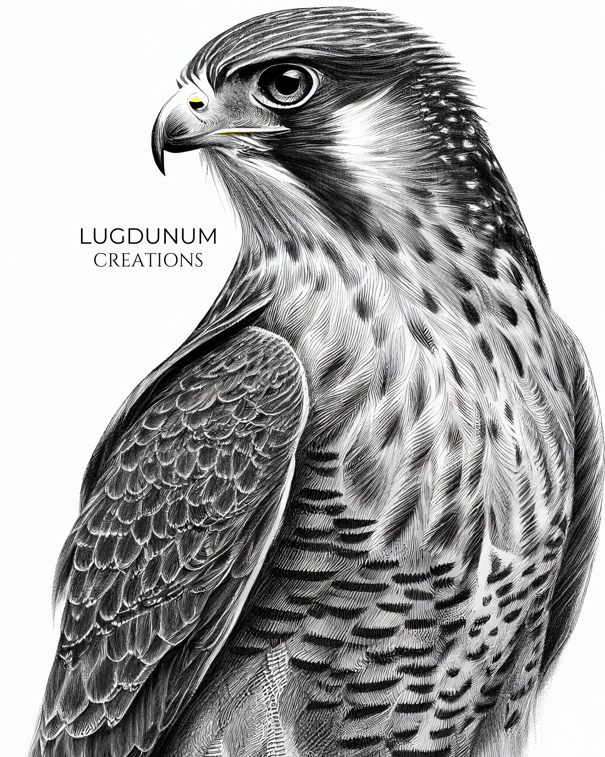 Majestic Falcon Bird le Faucon Original Digital Drawing - Etsy