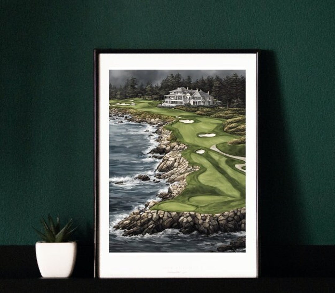 Pebble Beach Golf Links 18th Hole Print | Golf Wall Art | Golf Poster ...