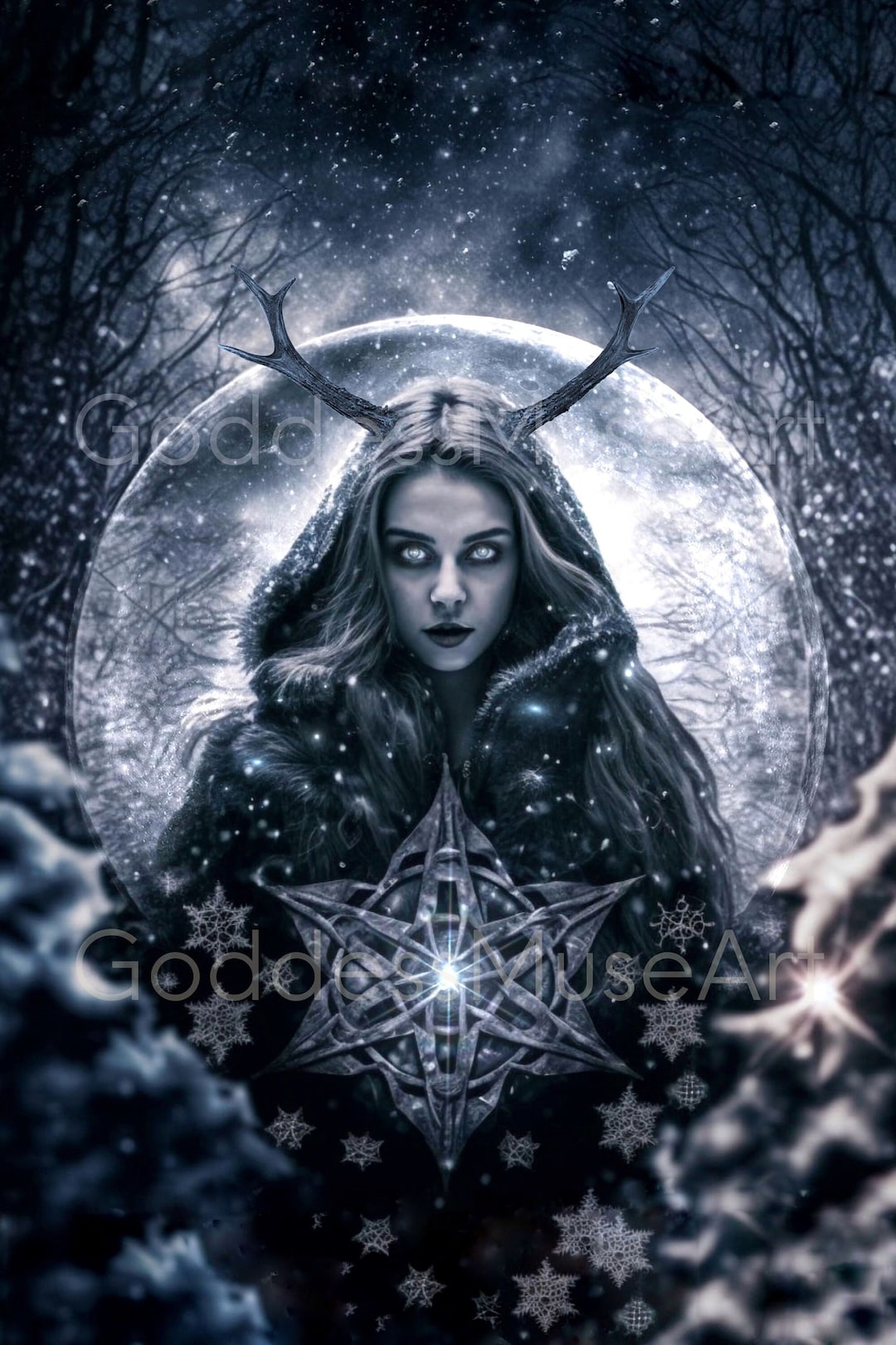 Yule Goddess Art Digital Dowload, Winter Witch Decor, Christmas Full ...