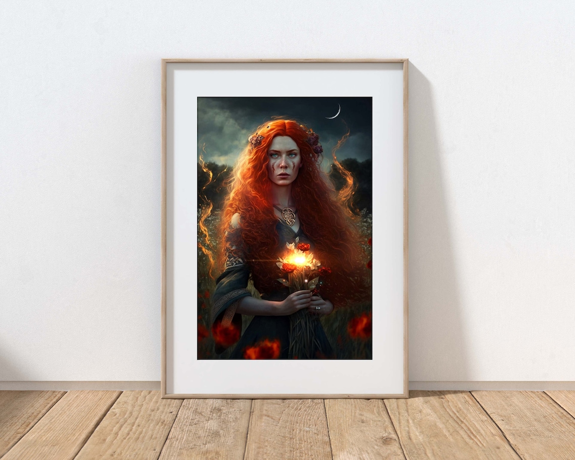 Brigid Goddess Art Print, Celtic Pagan Altar Decor (digital Download ...
