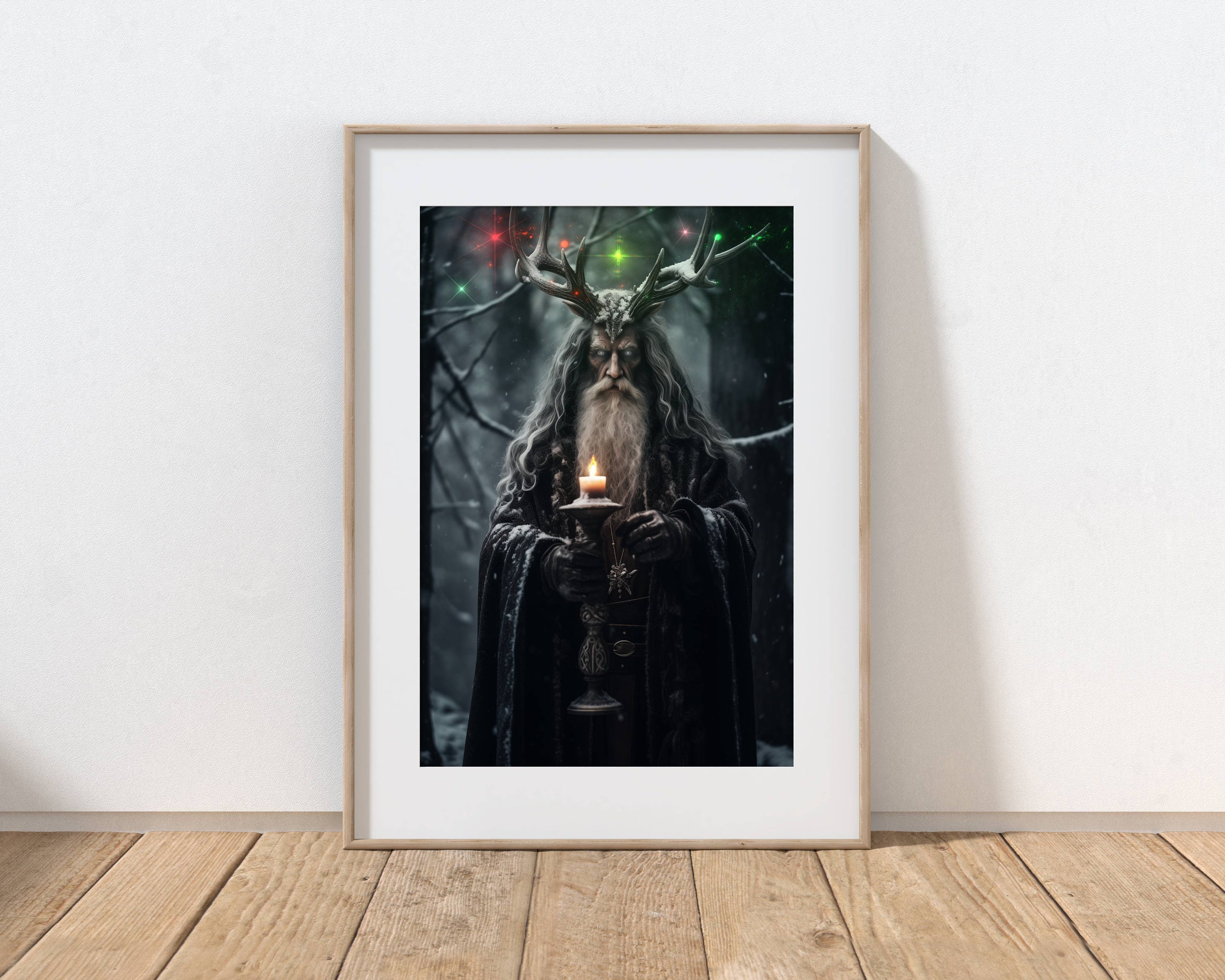 Yule Horned God Art Digital Download, Winter Witch Decor, Christmas ...