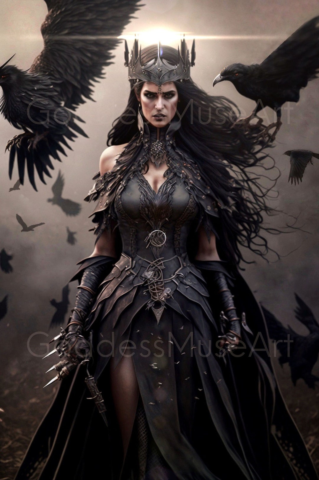The Morrigan Art Digital Download, Irish Goddess Print Crows Witch Dark ...