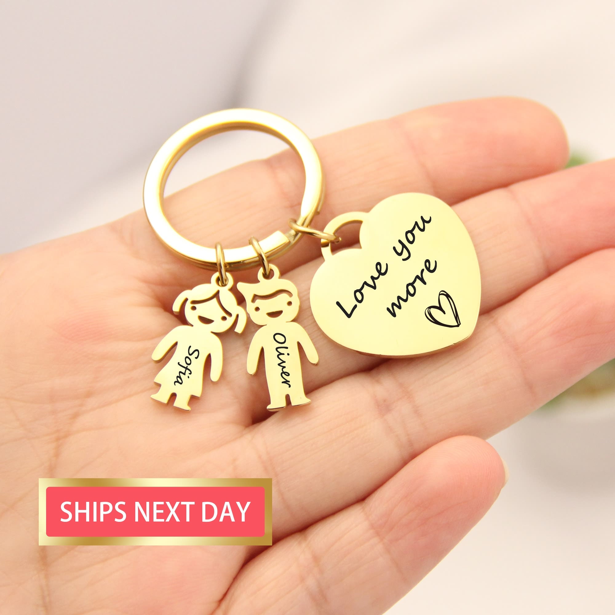 Personalized Family Keychain Custom Engraved Heart Keychain for Mom ...