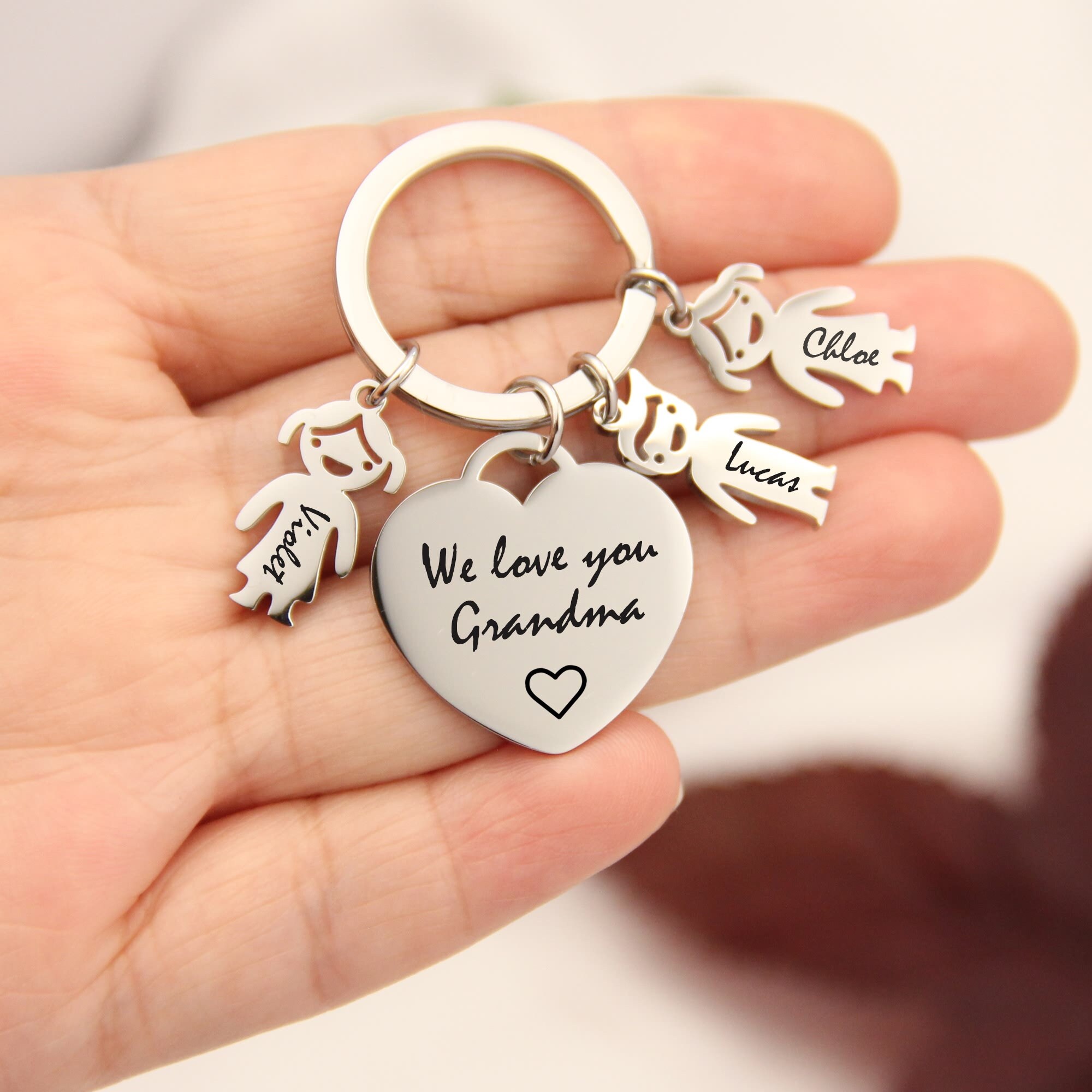 Personalized Family Keychain Custom Engraved Heart Keychain for Mom ...