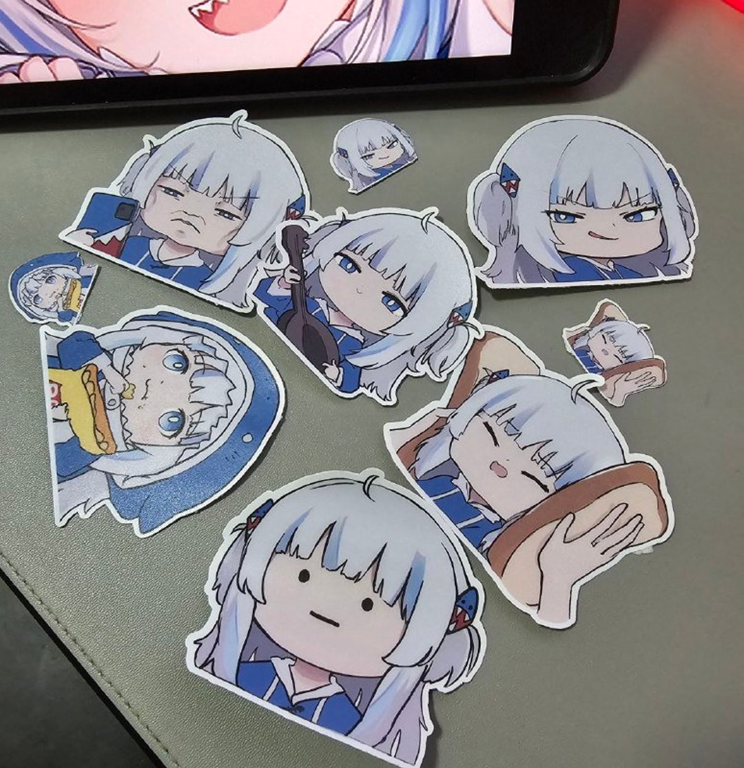 Gawr Gura Collection 1 Waterproof Sticker X6 Original Creator Wawamachi ...