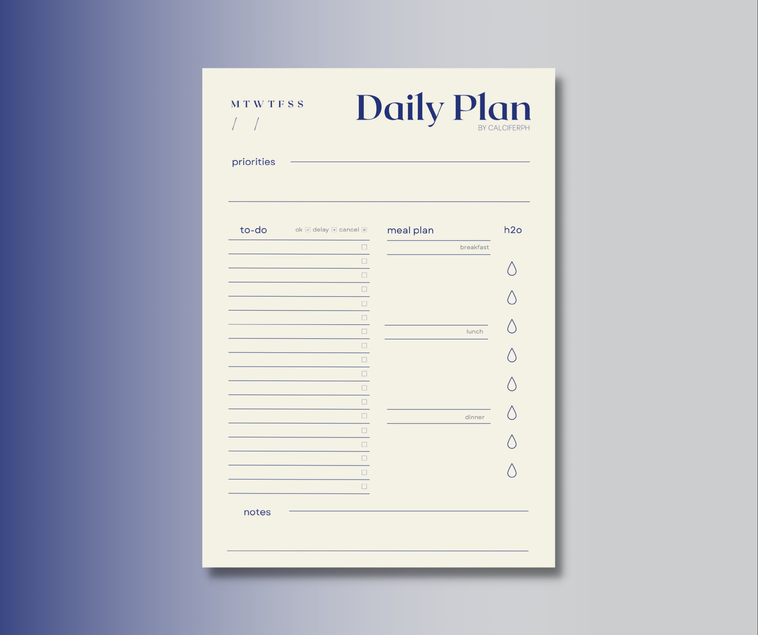 A4 Blue Digital Printable Minimalist Daily Planner - Etsy