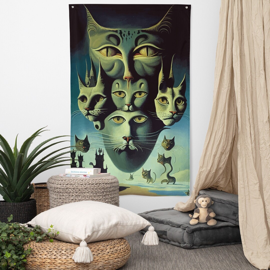 Cat Tapestry salvador Dalì Inspired Dalì Cat Wall Tapestry - Etsy